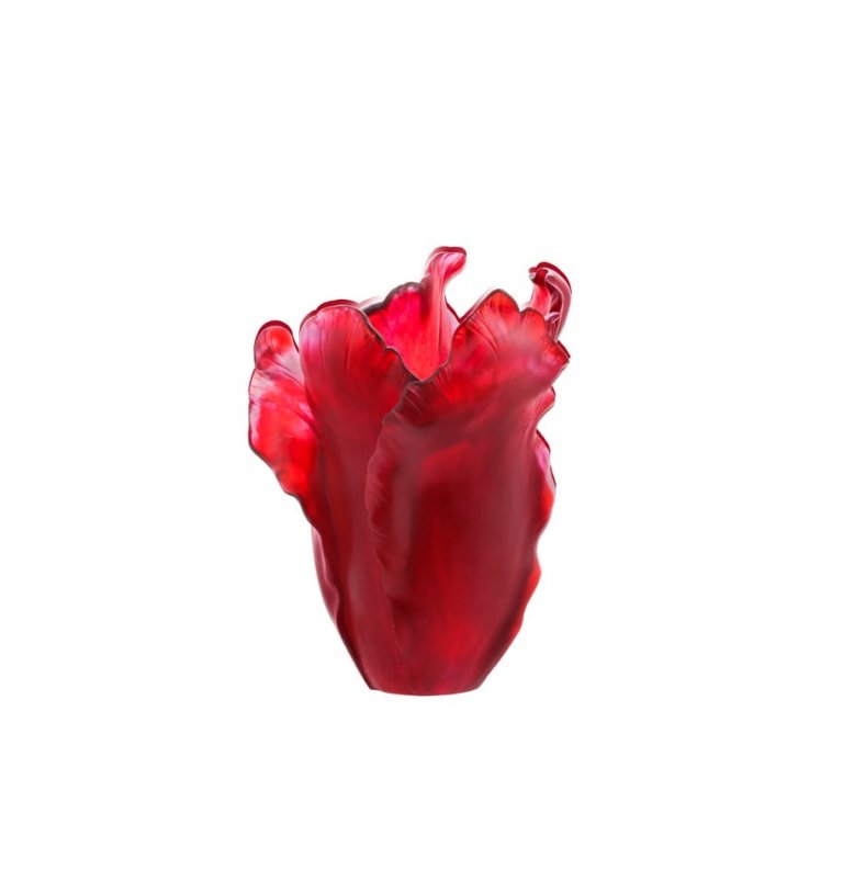 VASE TULIPE ROUGE DAUM | Vessiere Cristaux