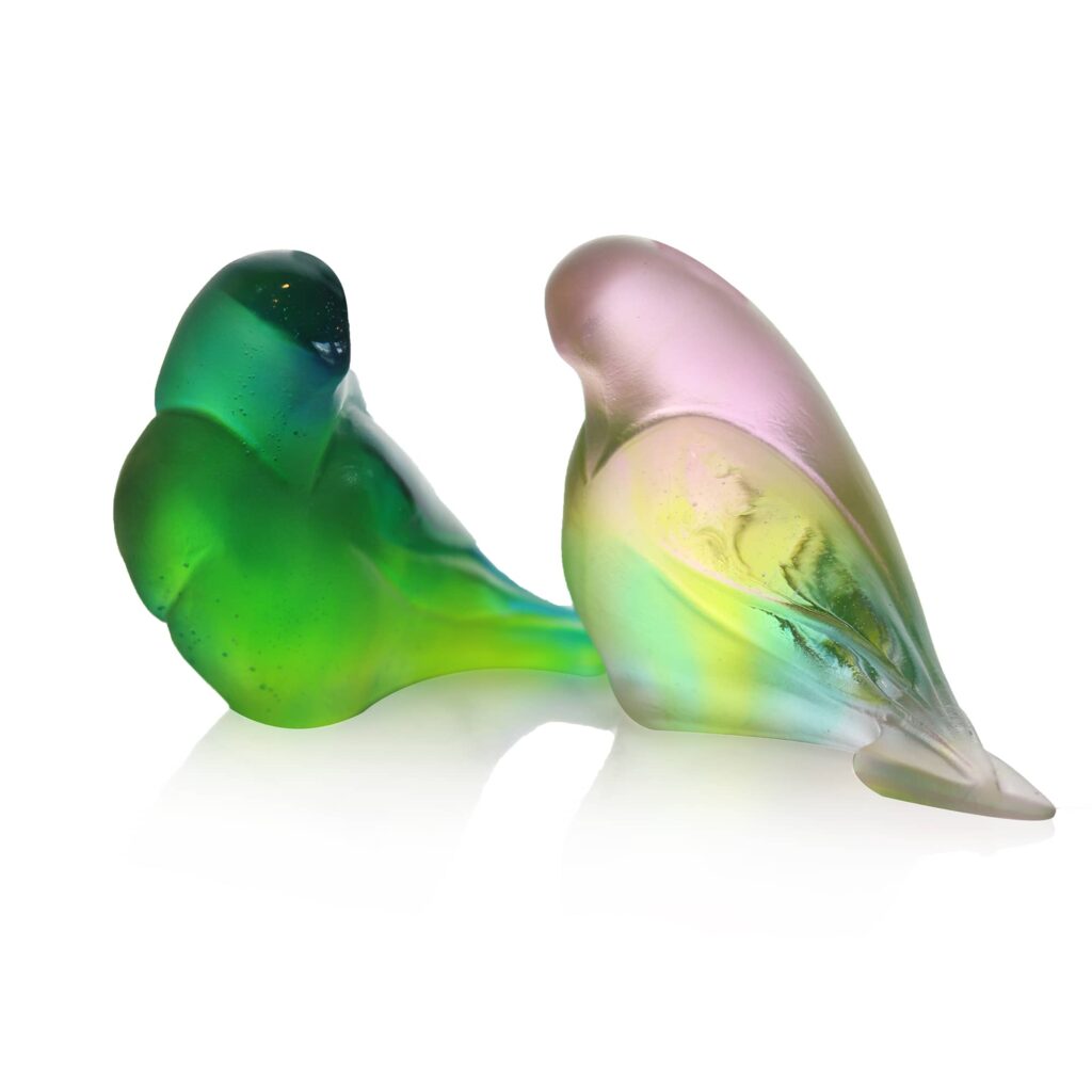 LARGE LOVE BIRDS DAUM | Vessiere Cristaux