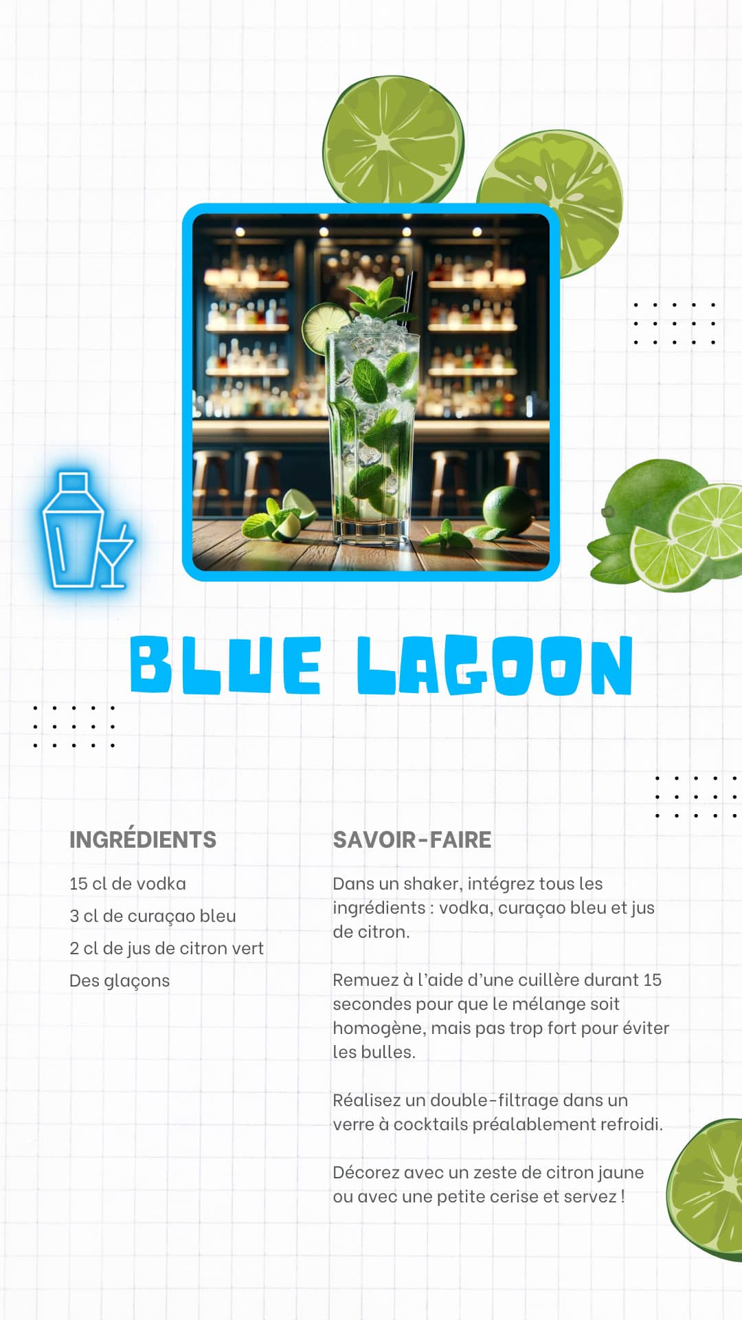 Recette Du Cocktail Blue Lagoon Et Notre Verre Iconique | Vessière Cristaux