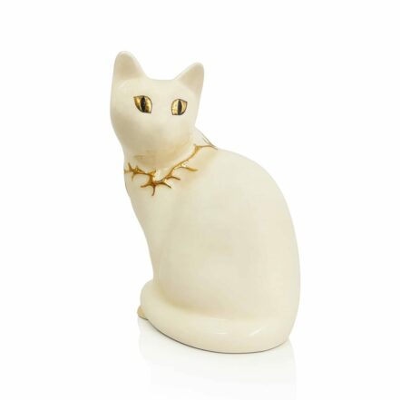 Chat Assis GM Coraux Ivoire Émaux De Longwy | Vessière Cristaux